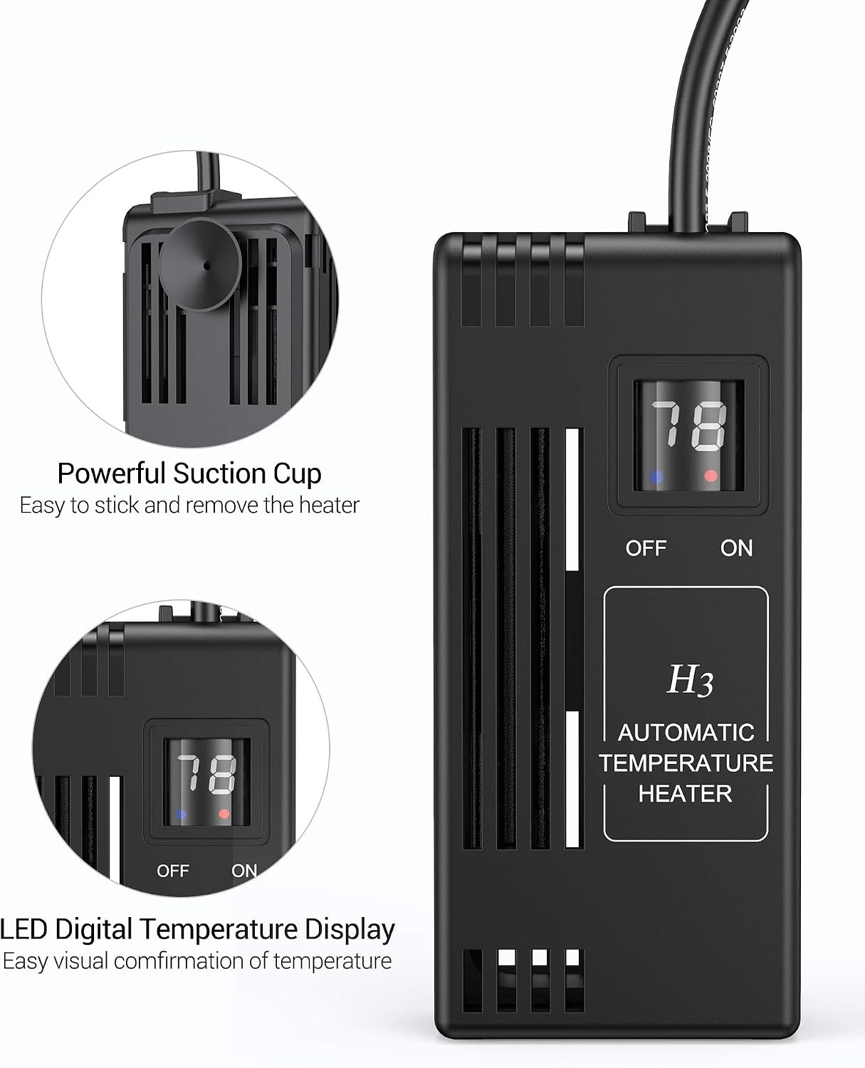 NICREW Submersible Aquarium Heater 50W, Fish Tank Heater with External ...