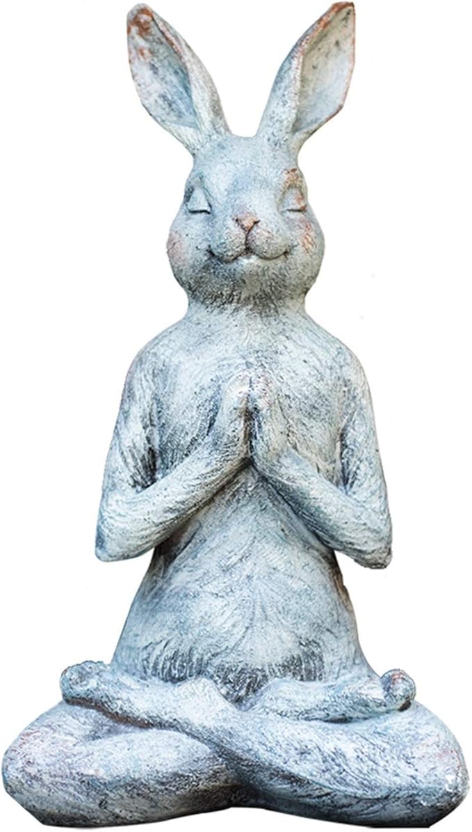 Amazon.com: XXXXW Sculptures/Statues/Artwork Praying Yoga Rabbit Statue ...