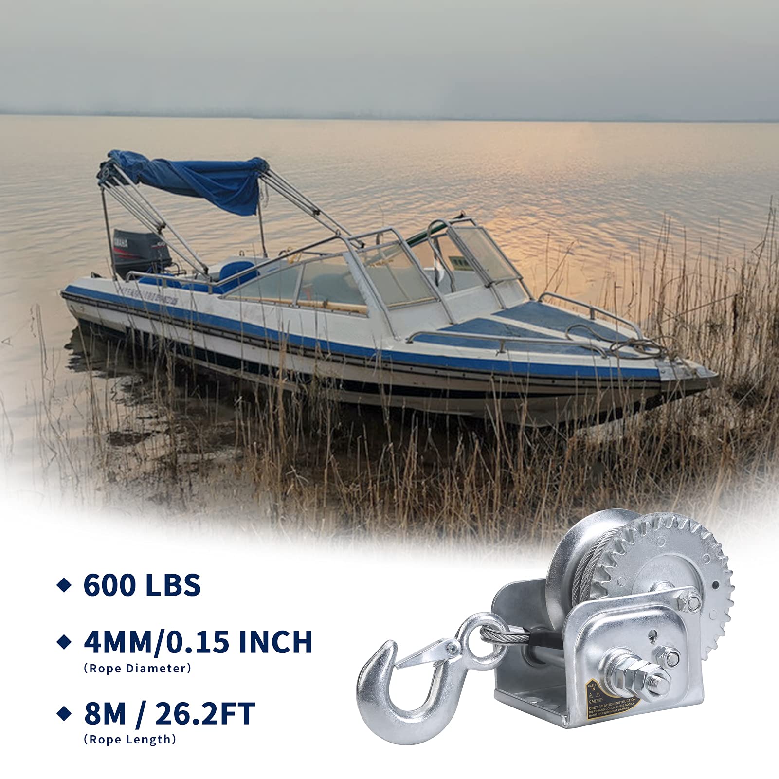 Mua 600lbs Auto Locking Heavy Duty Hand Winch, Boat Trailer Winch with ...