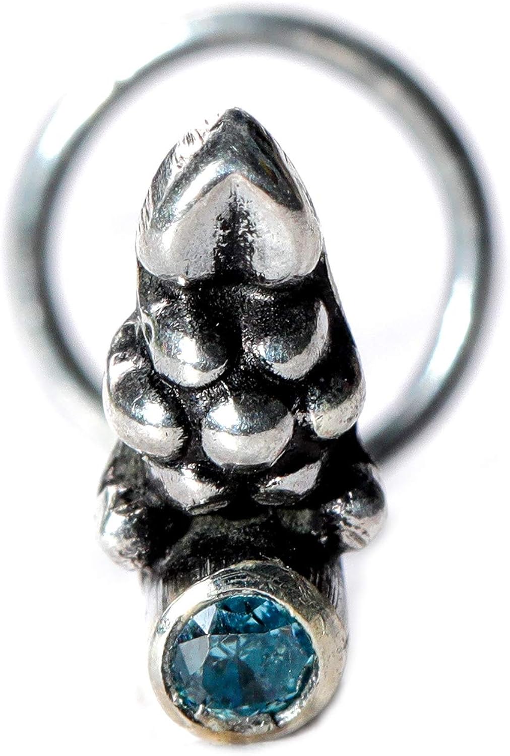 Buy JSAJ Sapphire Stone Nose Pin Wire Nose Pin in Pure 92.5 Sterling ...