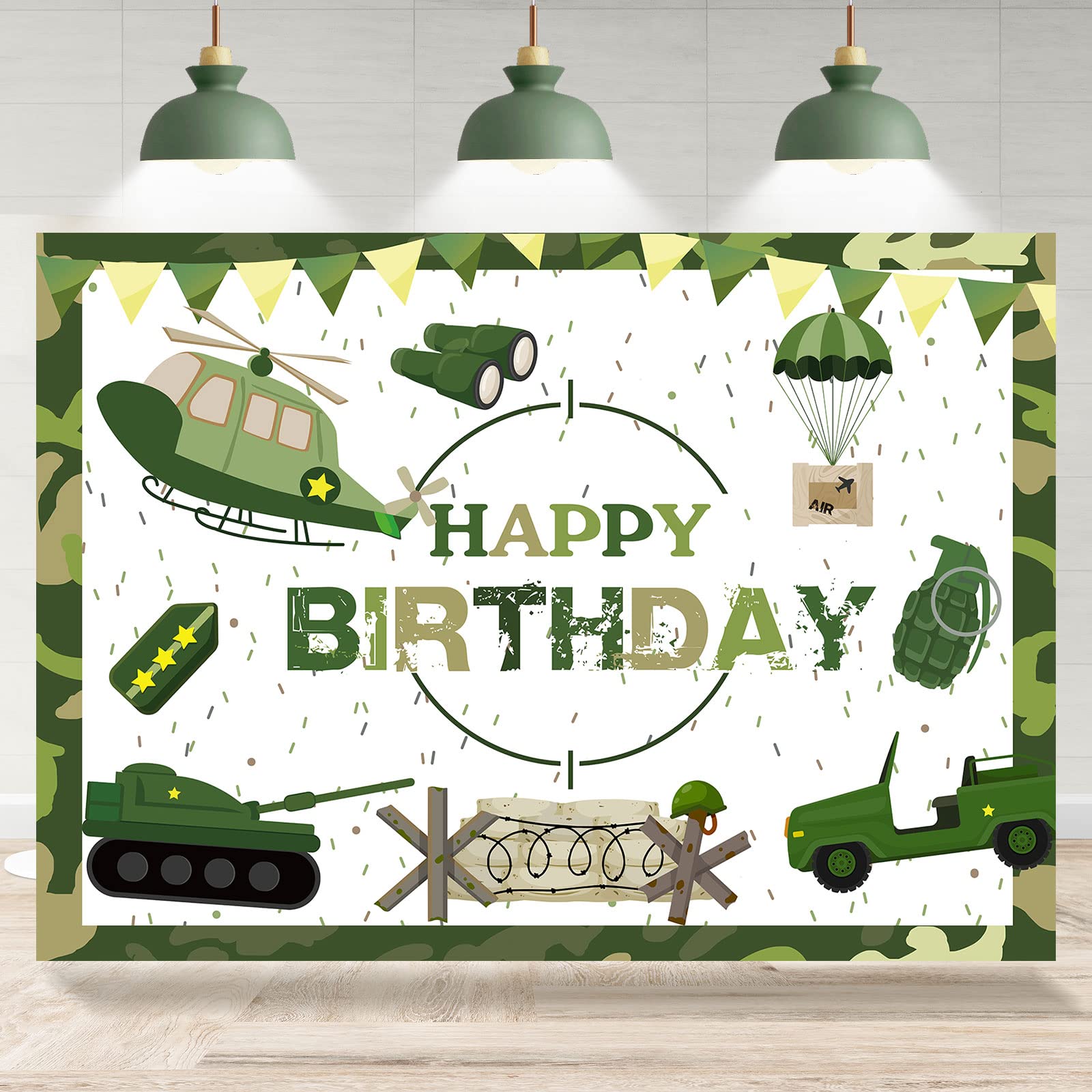 Mua Rsuuinu Camouflage Army Theme Happy Birthday Backdrop for Boys Kids ...