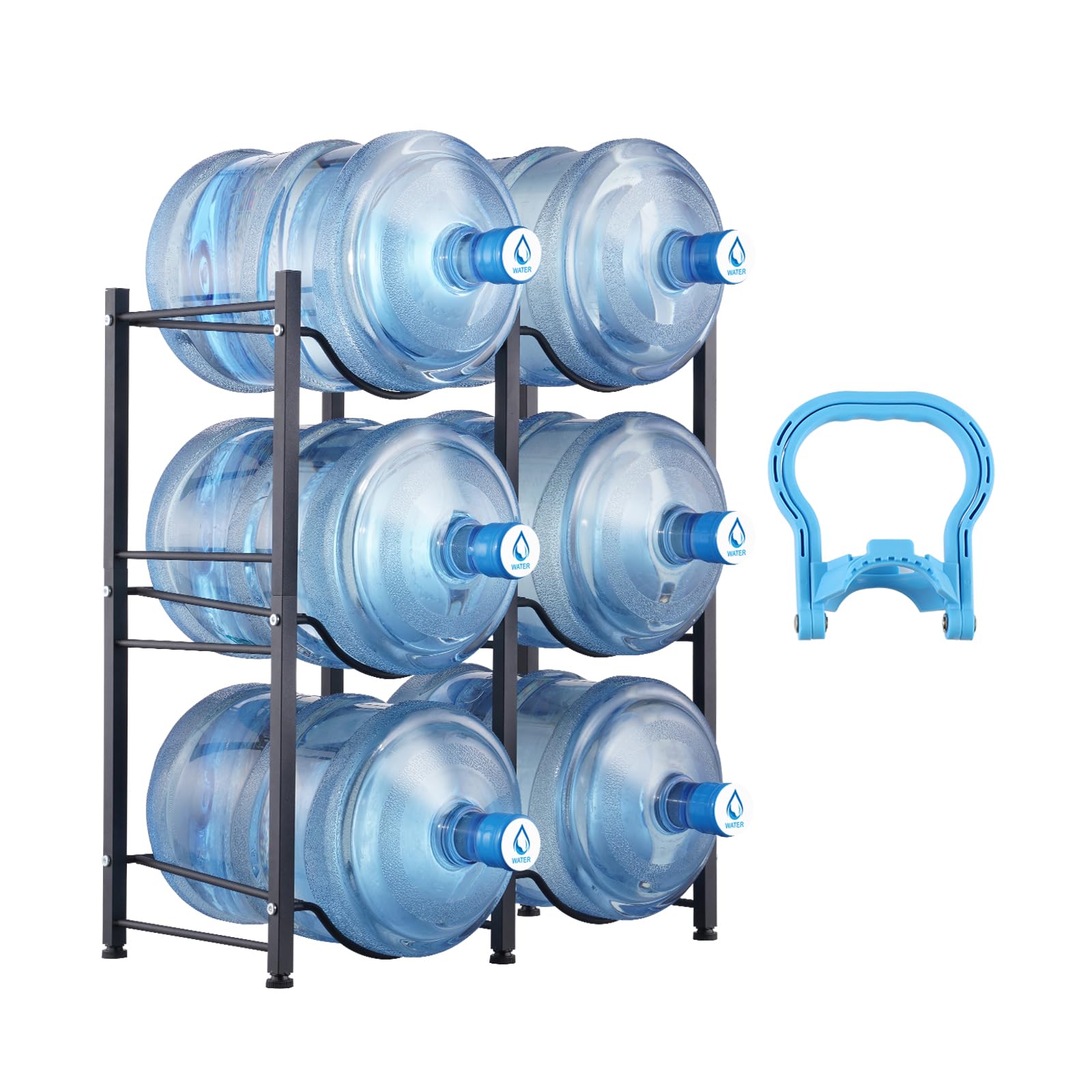 VEVOR 5 Gallon Water Jug Holder, 3 Tiers Double Row Heavy Duty Water ...