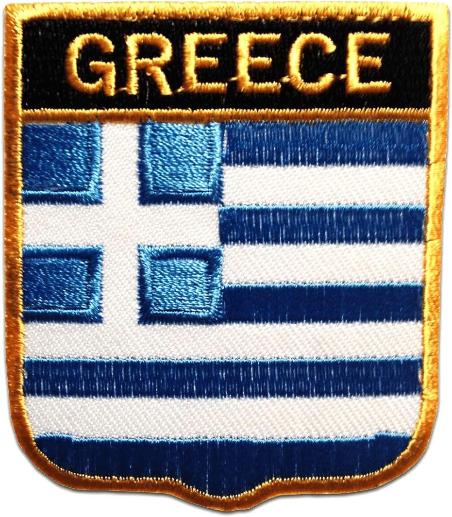 Iron on Patches - Greece Hellas Flag Banner - Blue/White - 6,5x7,5cm ...