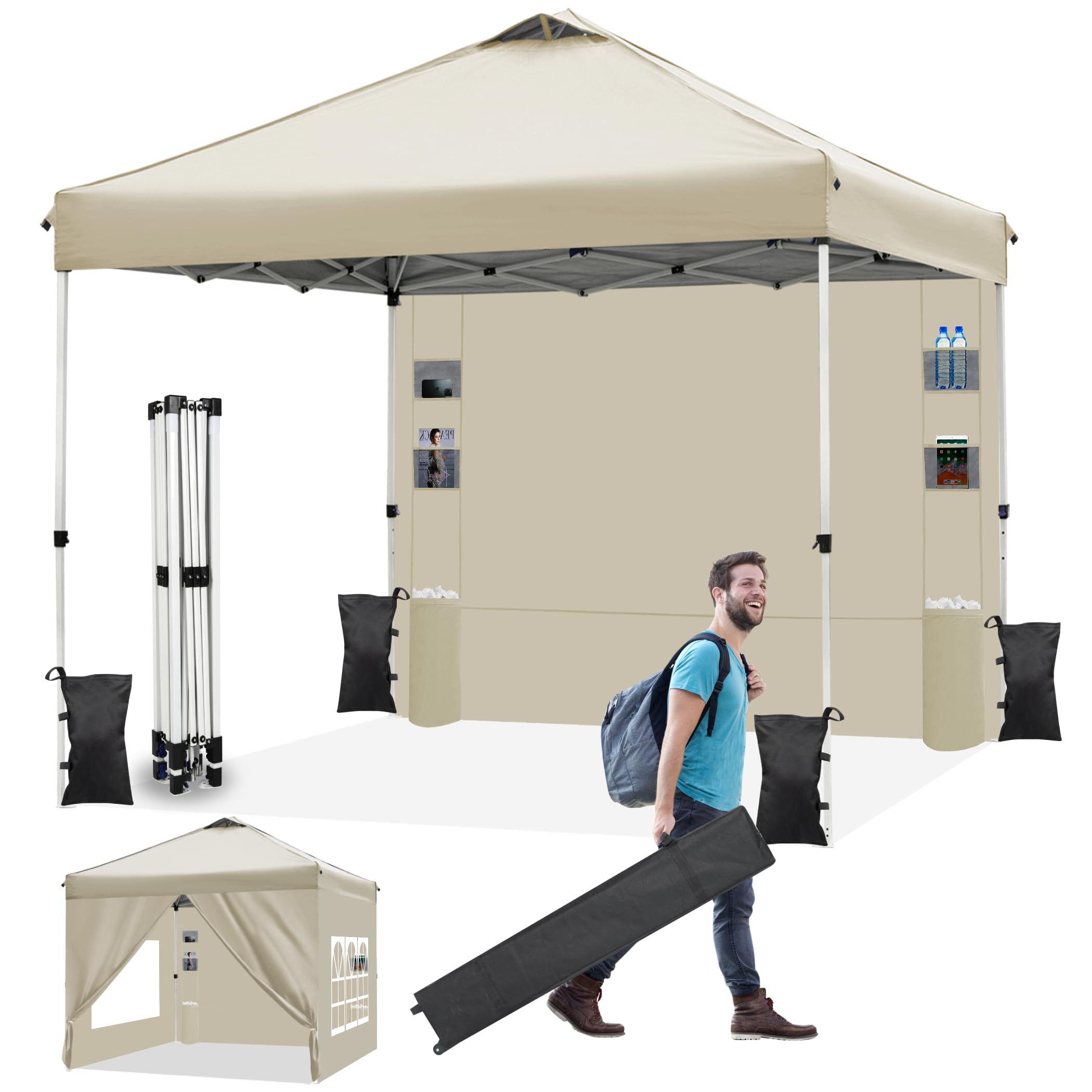 Nianles Canopy Tent 8x8 Pop Up Canopy with 4 Removable Sidewalls and ...