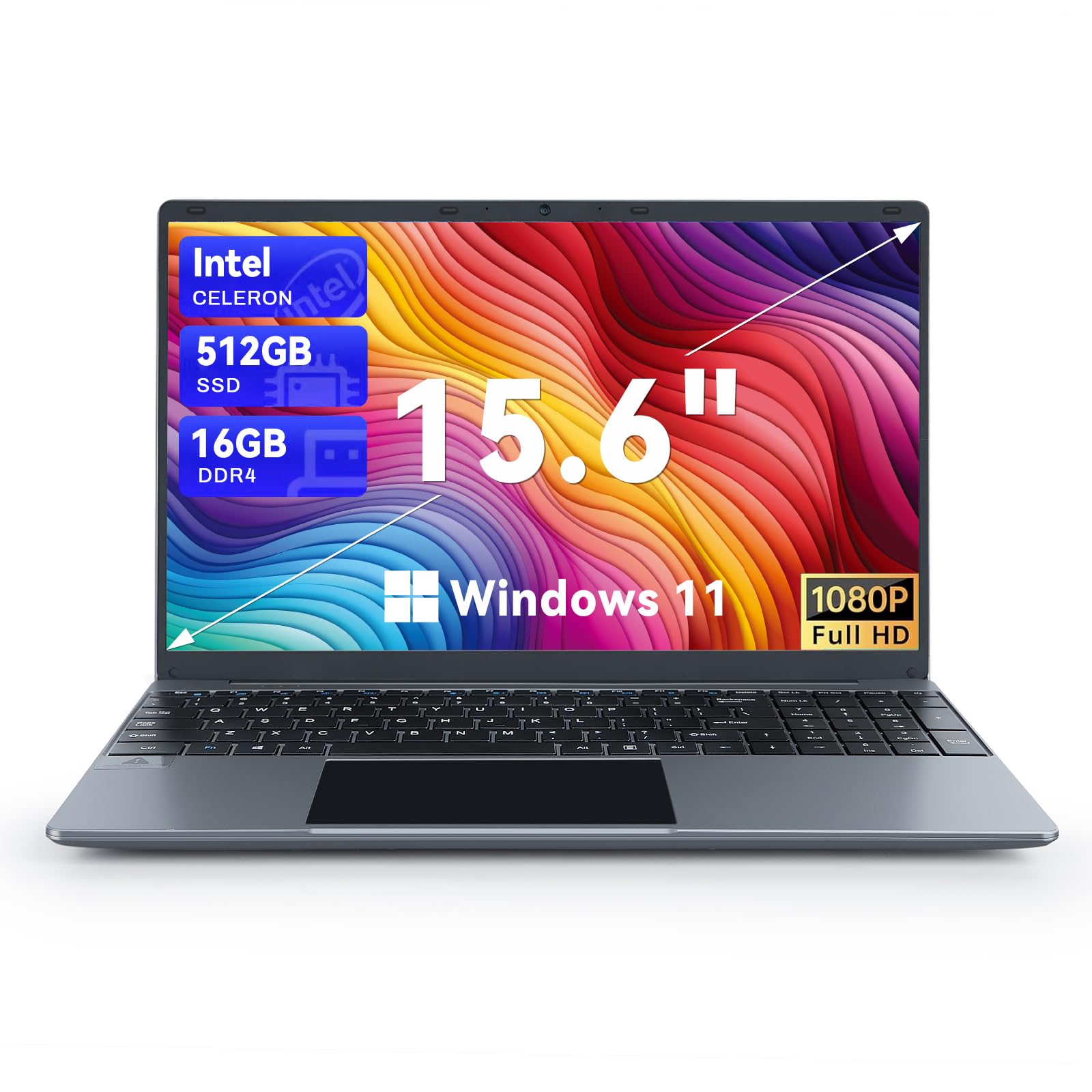 Mua 15.6'' Laptop 16GB DDR4 512GB SSD, Quad-Core Intel Celeron N5095 ...