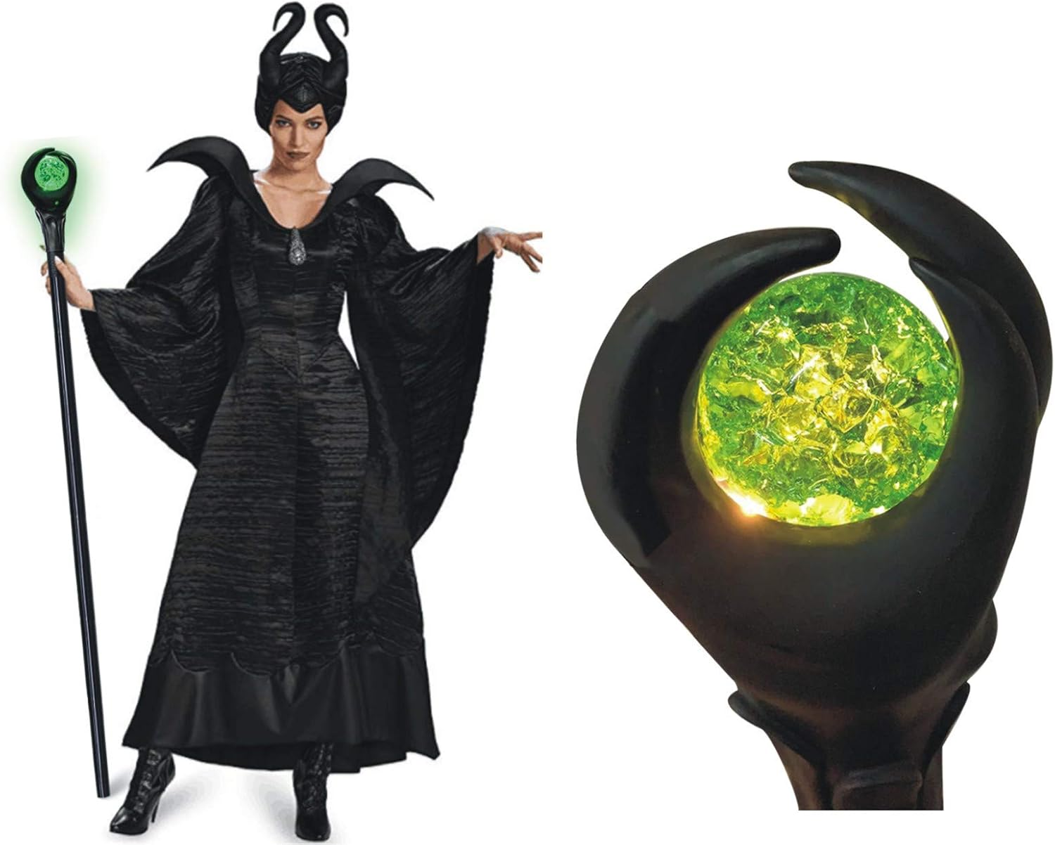 Amazon.com: Halloween Maleficent Staff Scepter Green LED Light up ...