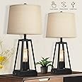 Farmhouse Table Lamps for Living Room Set of 2, 3-Way Dimmable Touch ...