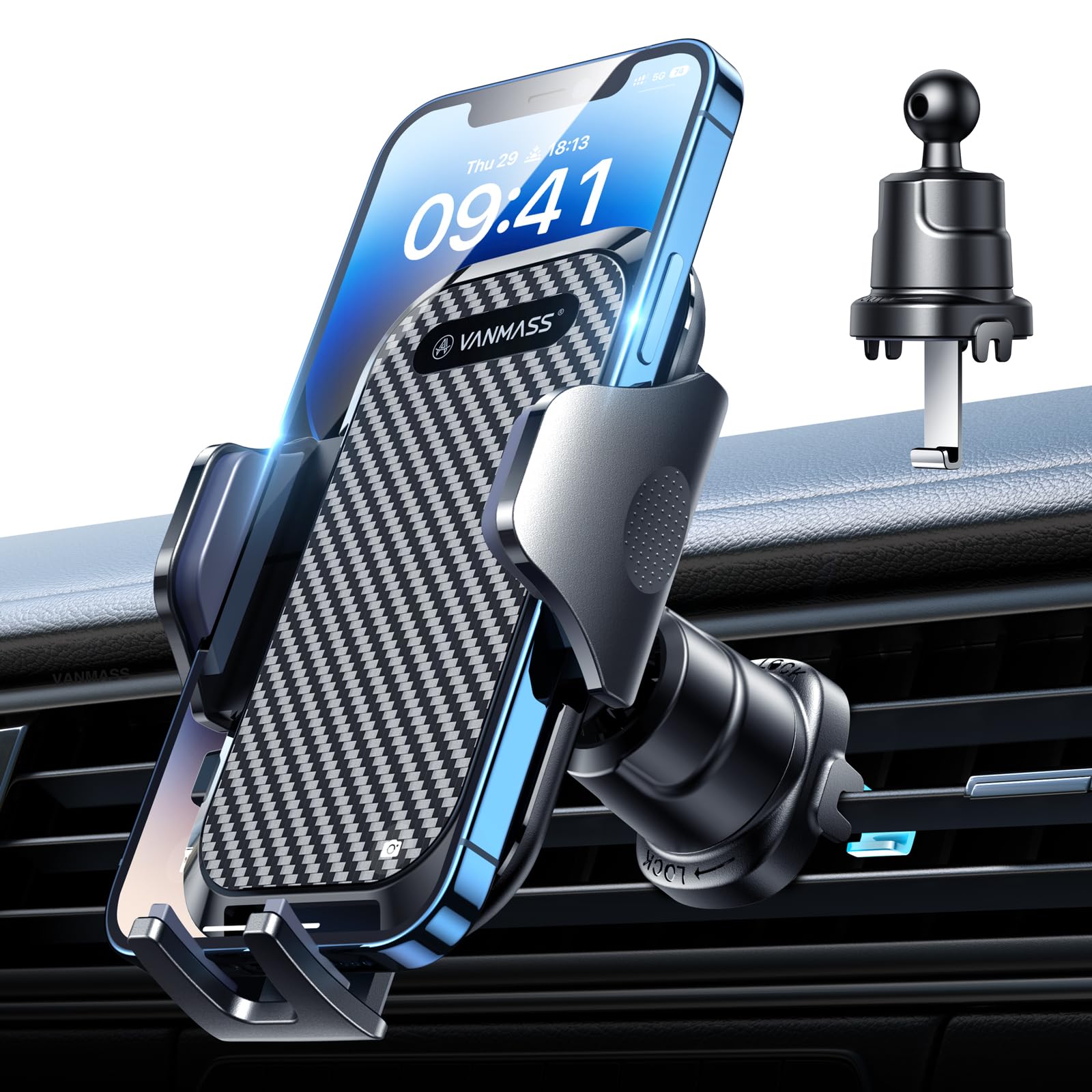 VANMASS Car Phone Holder Mount 2024 Upgraded [Patent Steel-Hook] Car ...