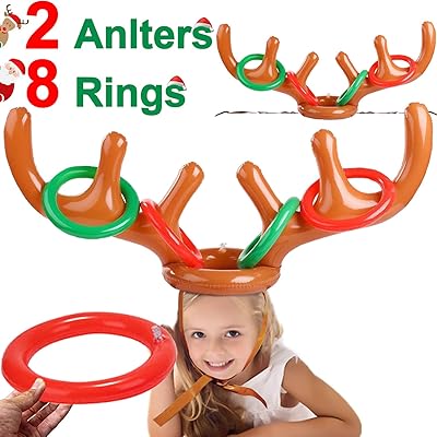 Buy 2 Pack Inflatable Reindeer Antler Ring Toss Game Christmas Party ...