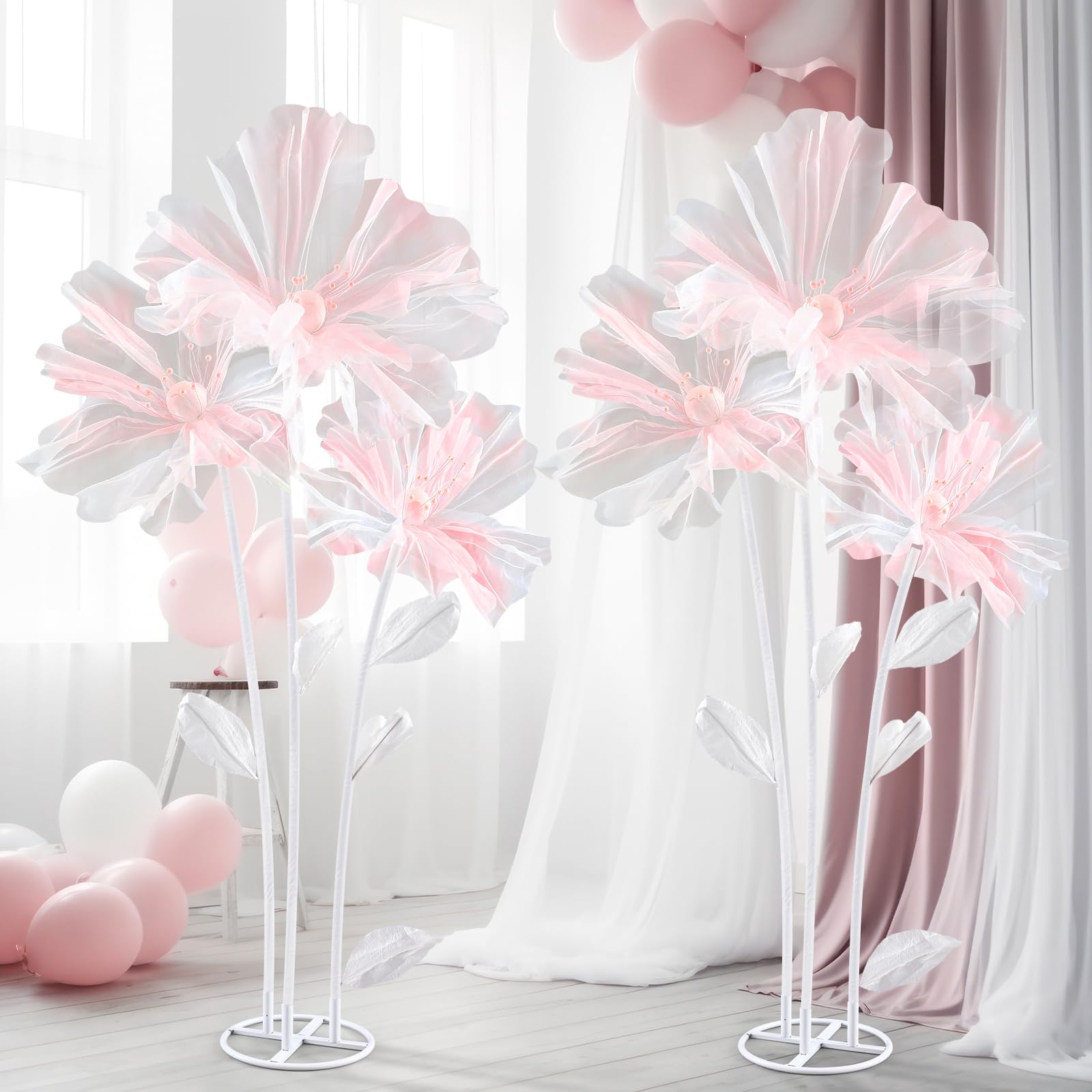 Hotop 2 Sets 5.5 ft Wedding Giant Flowers Decorations Huge Artificial ...