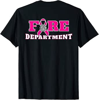 Amazon.com: Breast Cancer Awareness Fire Department Pink Ribbon BACK ...