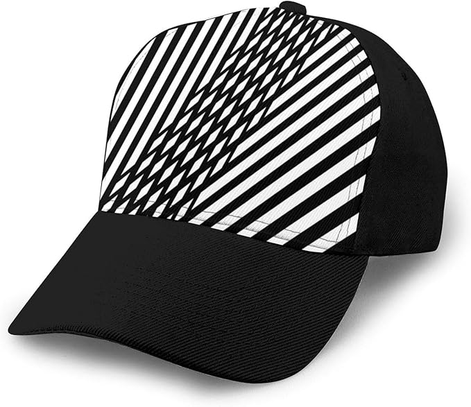 Black White Diagonal Stripe Pattern Adjustable Baseball Caps Vintage ...
