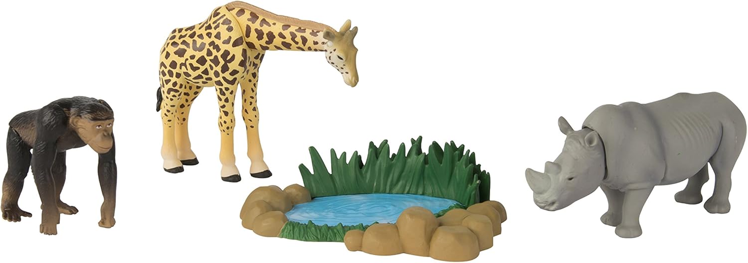 Ania Safari Quest - Includes Adult Giraffe, Rhino, Chimp and Watering ...