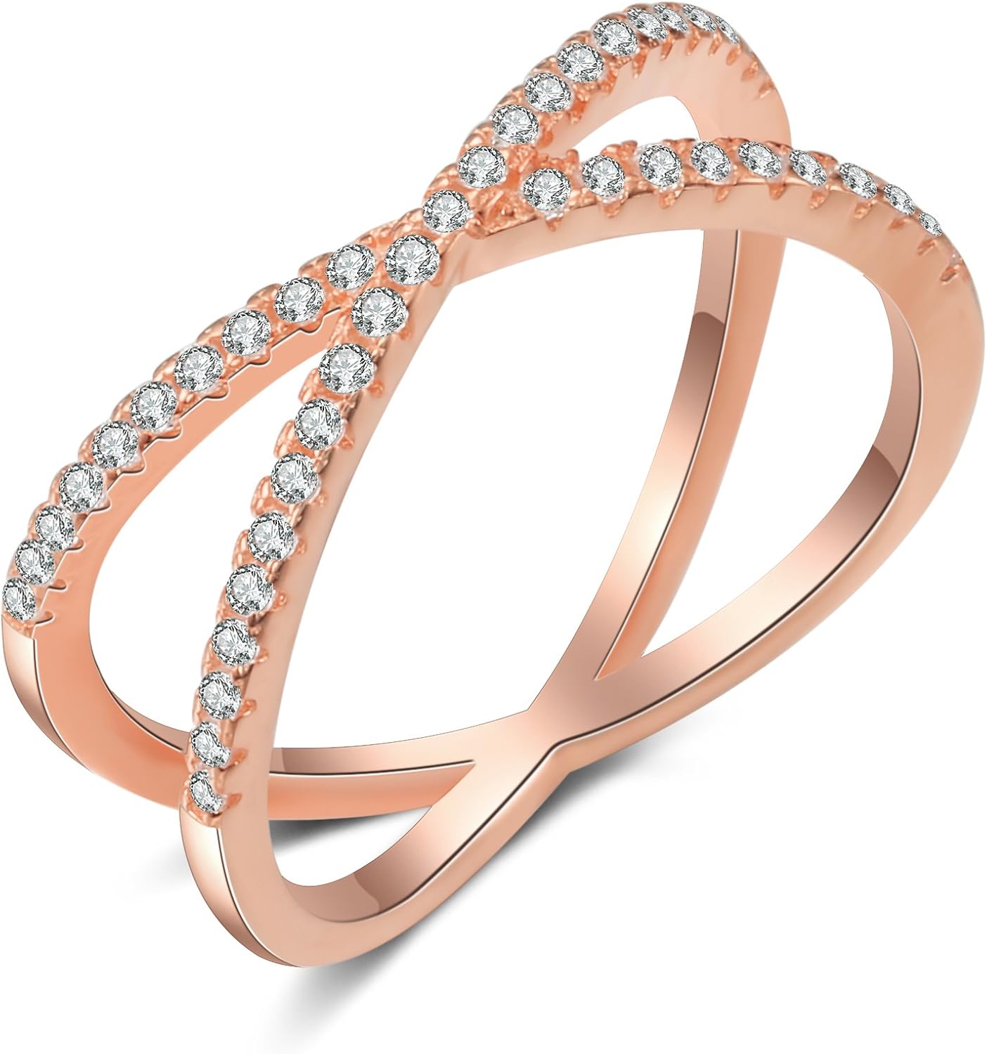 Amazon.com: X Ring Sterling Silver, Cubic Zirconia X Criss Cross Ring ...