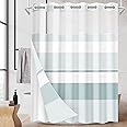 Amazon.com: Nesphy No Hook Boho Teal Shower Curtain with Snap in Fabric Liner Set, Striped ...