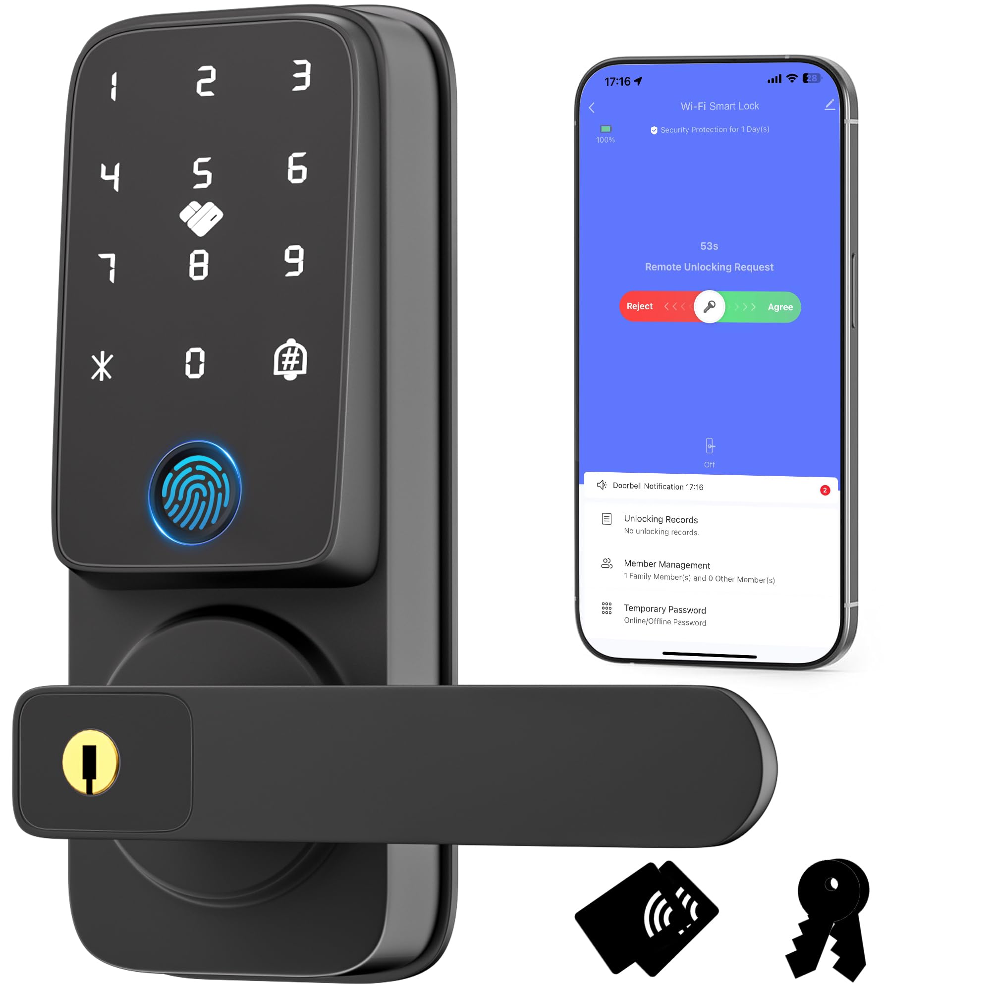 WiFi Smart Door Lock?Biometric keypad Door Lock with Handle?Built-in Wi ...