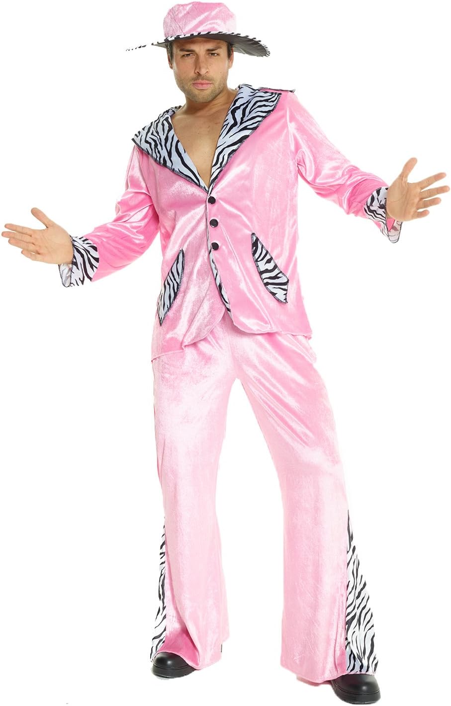 Morph Mens Pimp Daddy Costume Pink Velvet Suit For Bachelor Stag Party ...