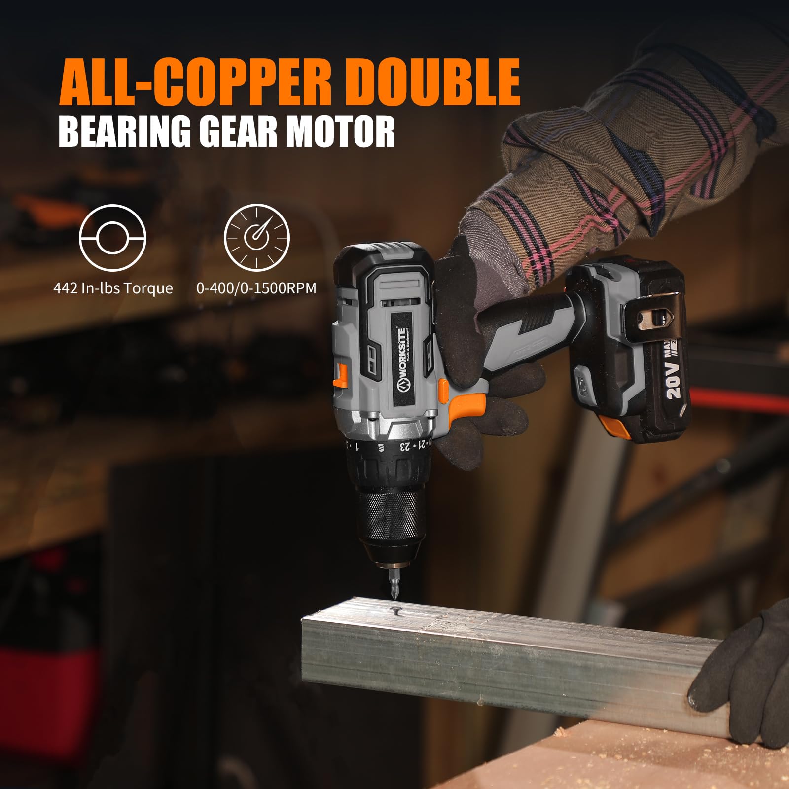Mua WORKSITE Cordless Drill/Driver Set with 1/2" Metal Chuck, Power ...