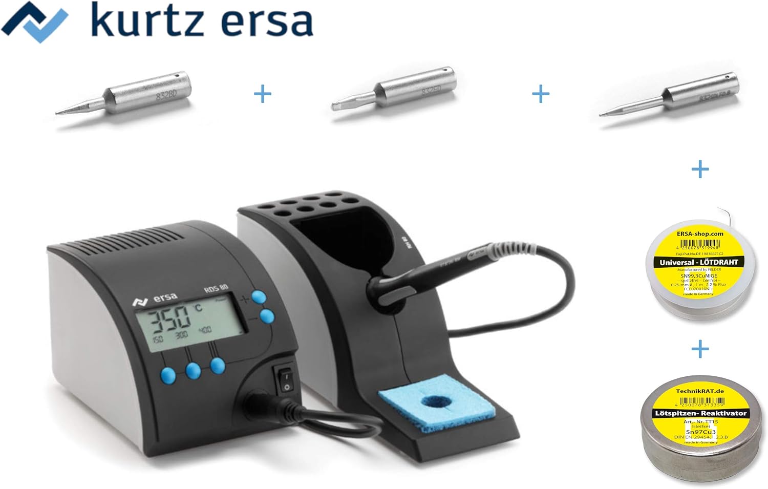 Ersa RDS80 elektronisch geregelte Lötstation 80W Starter-Set 6-Teilig ...