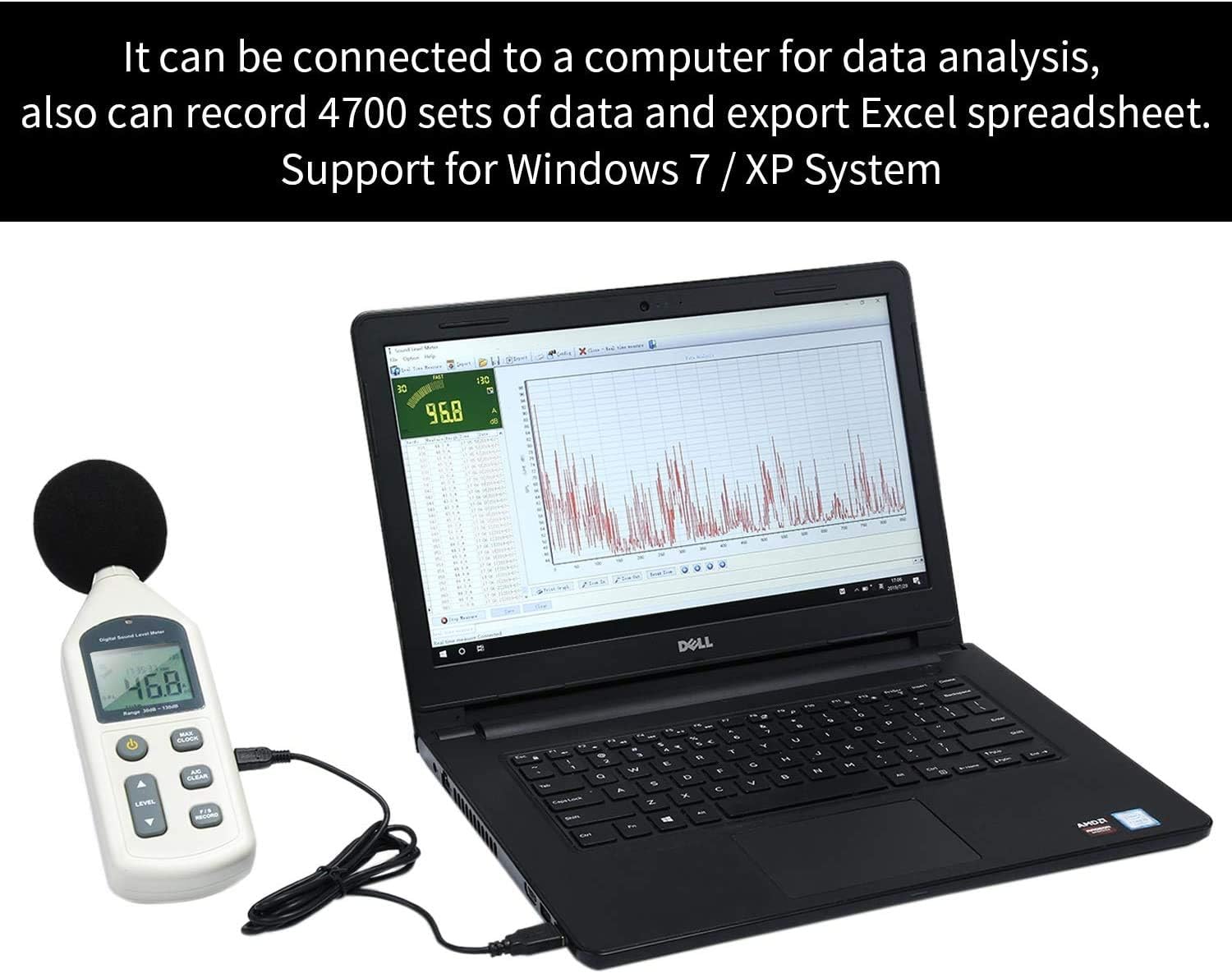 Digital Sound Level Meter 30~130 dB Handheld Decibel Noise Measurement ...