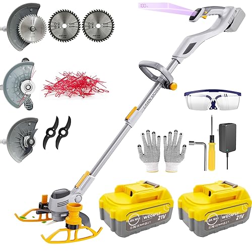 YUEWXTER String Trimmer Cordless,21V 2 x 4.0Ah Battery & Charger, 4-in ...