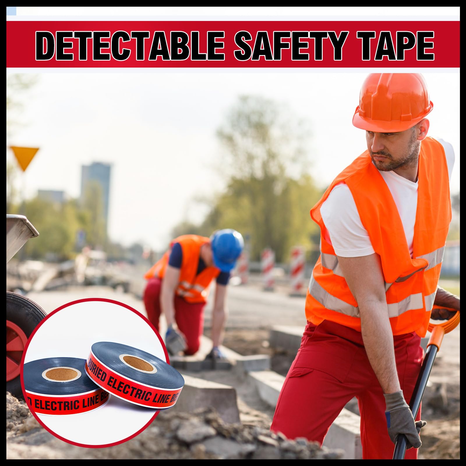Mua Copkim 2 Roll 3 Inch x 1000 Feet Detectable Safety Tape Buried Gas Line Electrical Line ...