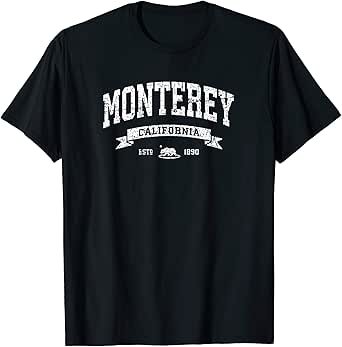Amazon.com: Monterey California CA T-Shirt Distressed Vintage Tee: Clothing