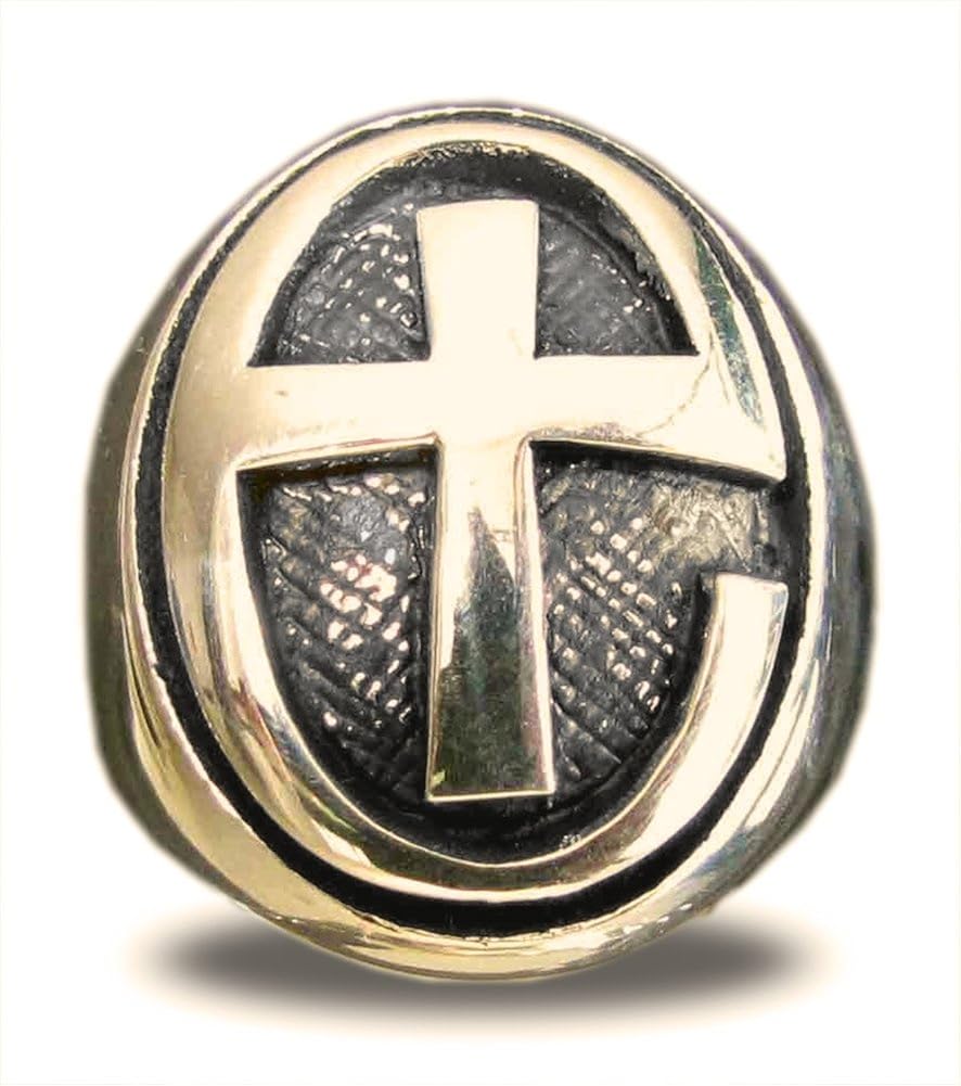 Bronze Symbol Jesus Cross Christian Anglican Ring: Amazon.co.uk: Jewellery