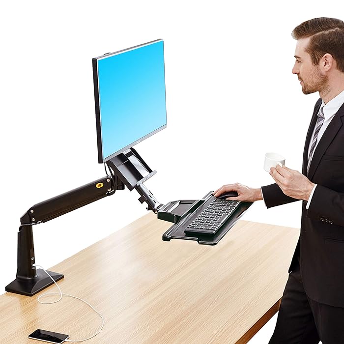 Buy Rife North Bayou Height-Adjustable Sit-Stand Desk Workstation for 22/35 Inches Monitor ...