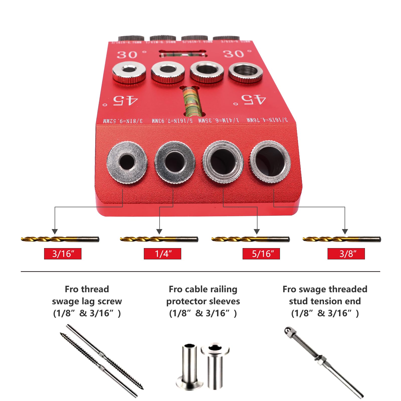 Mua DIRAEEN 30 45 90 Angle Drill Guide Jig with 4 Drill Bits-Portable ...