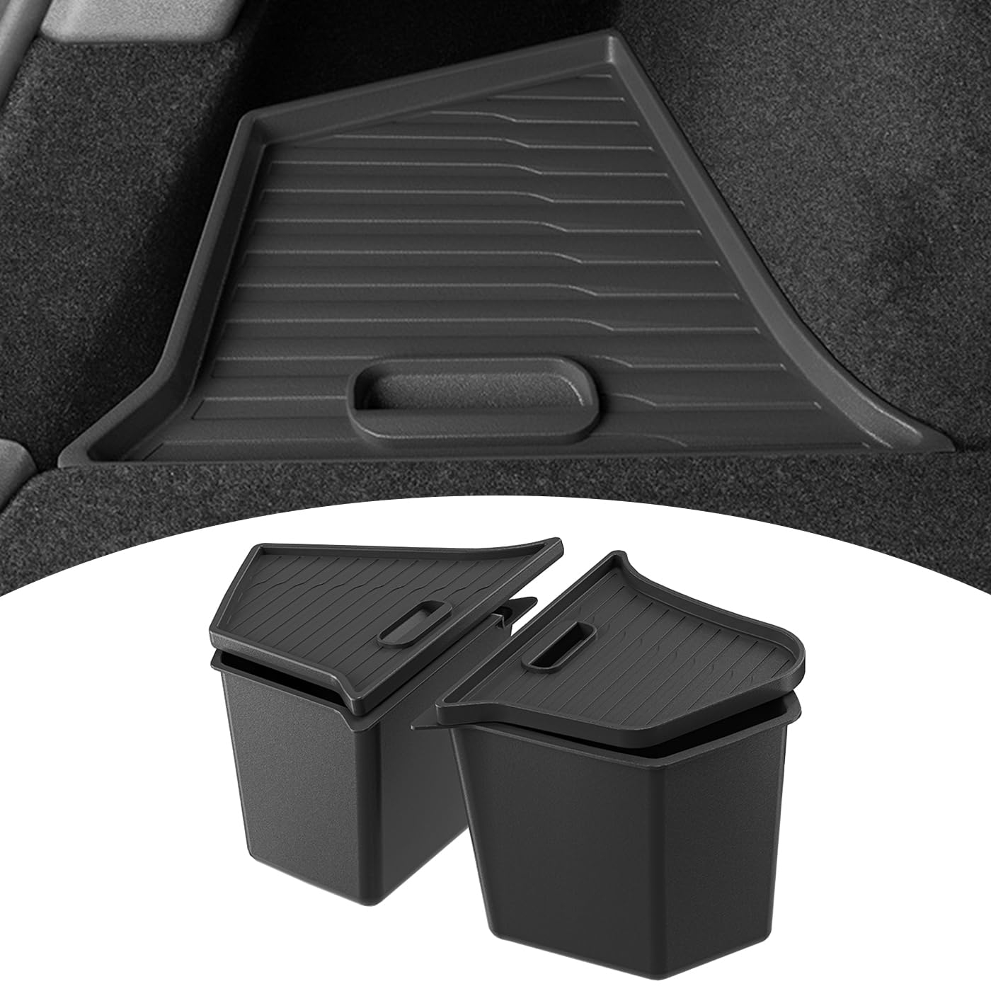 PUOENI Model Y 5 Seater Rear Trunk Storage Bins with Lids for 2023-2025 ...