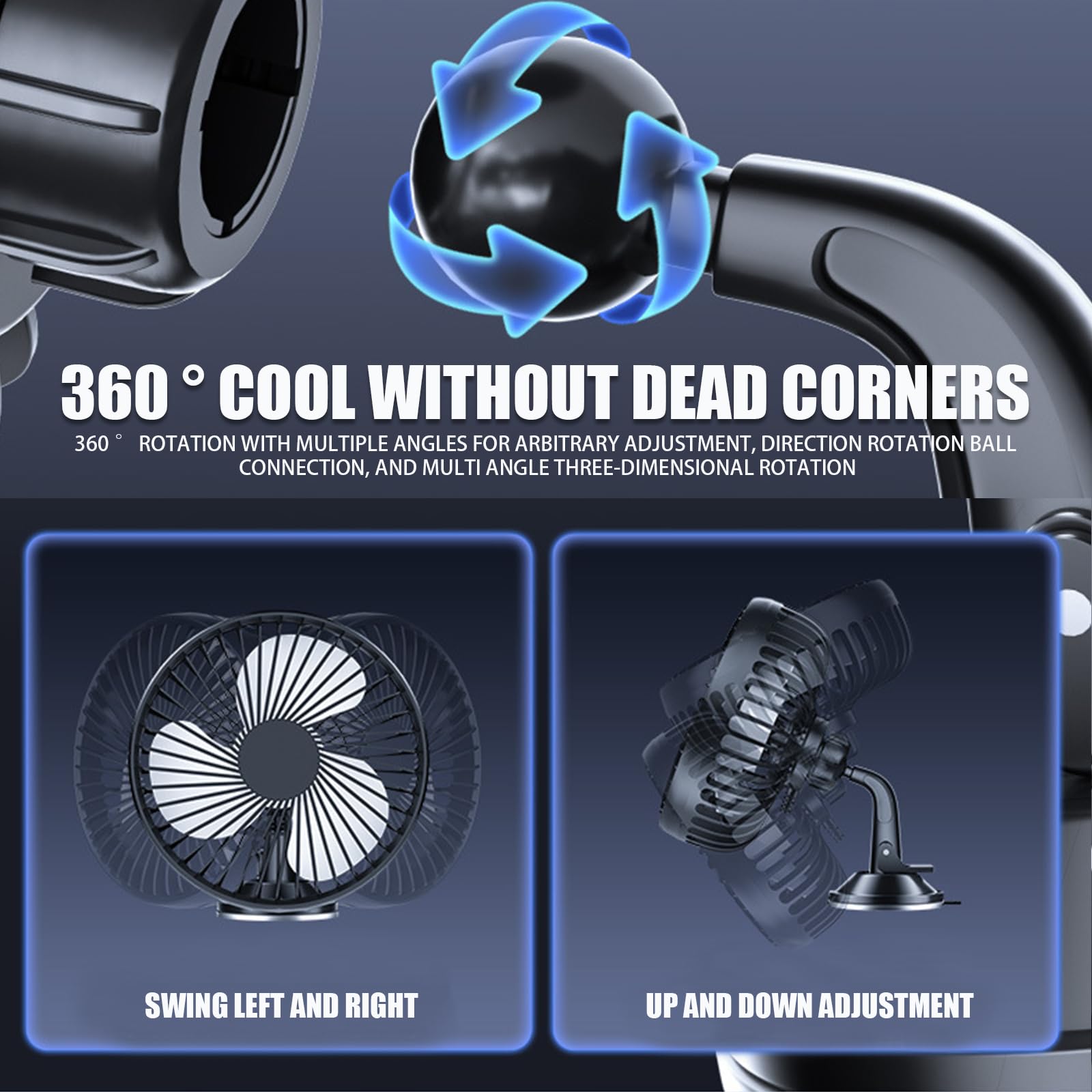 Mua QODOLSI 1 PC Car Rear Seat Fans with USB Port, Portable Vehicle ...