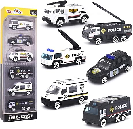 Alloy Police Cars Set Mini Pocket Size Models Play Vehicles Toy Party ...