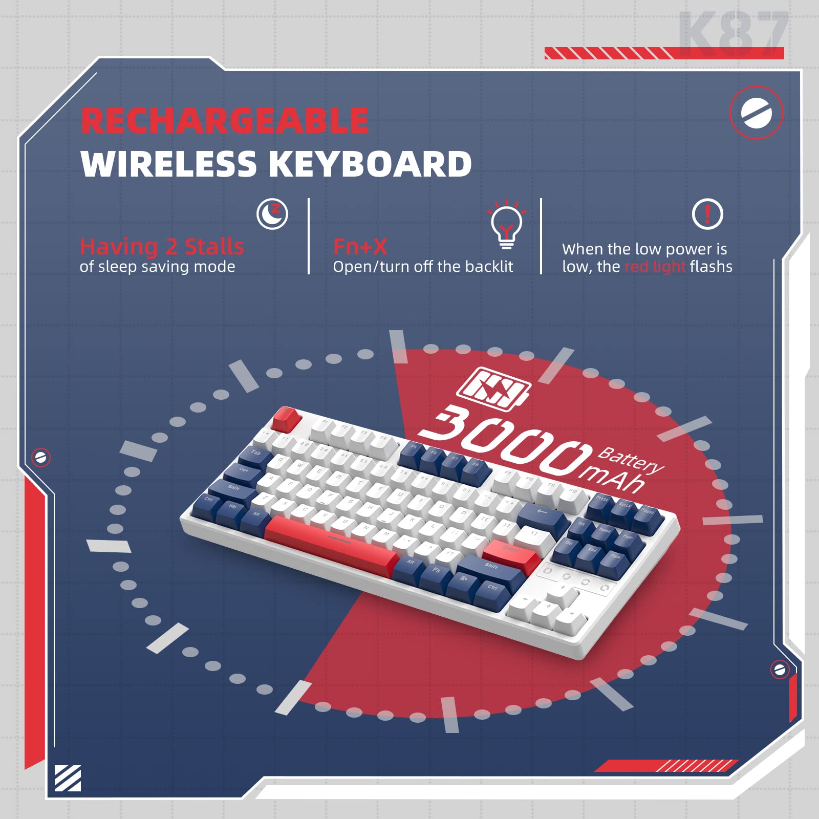 Mua ZIYOU LANG Wireless Gaming Mechanical Keyboard，RGB Backlit 87 Keys ...