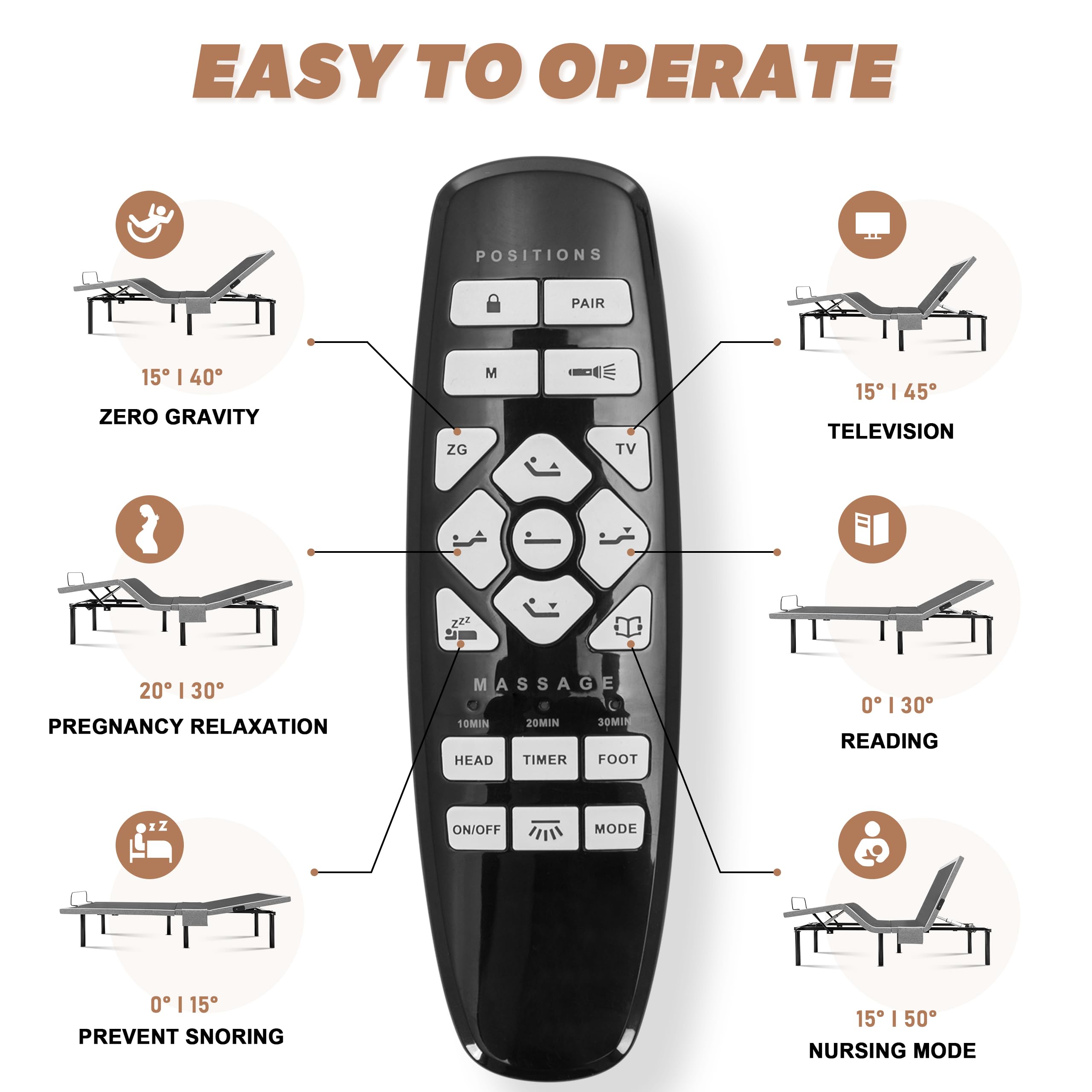 ASONLY Twin XL Adjustable Bed Frame, Adjustable Bed Base With 4 Height Adjustable Leg ...