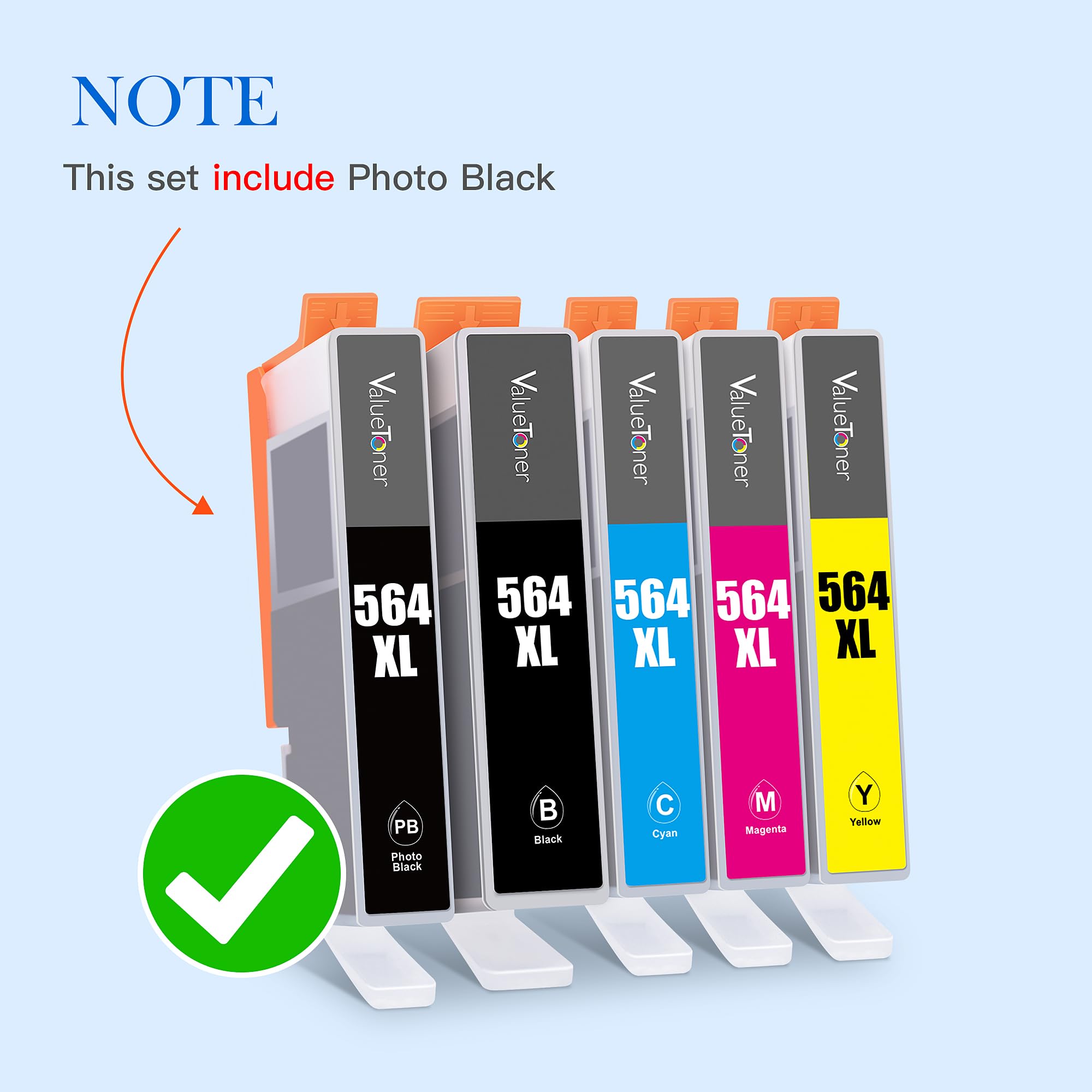 5-Pack HP 564XL Compatible Ink Cartridges - Black, Cyan, Magenta ...