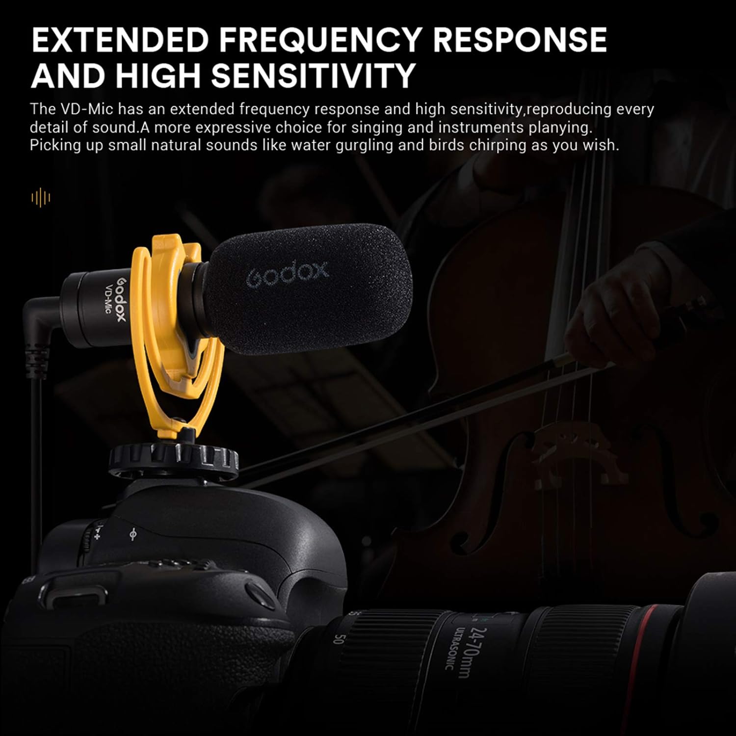 GODOX VD-Mic Video Microphone for Camera with Rycote Lyre Shock Mount ...