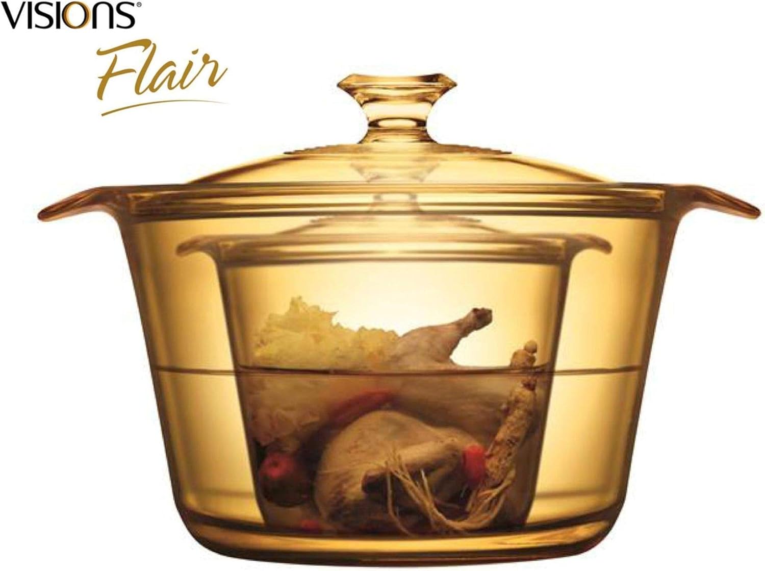 Visions Pyroceram Glass Flair 4Pc Casserole and Cookpot Pot Set, Brown ...