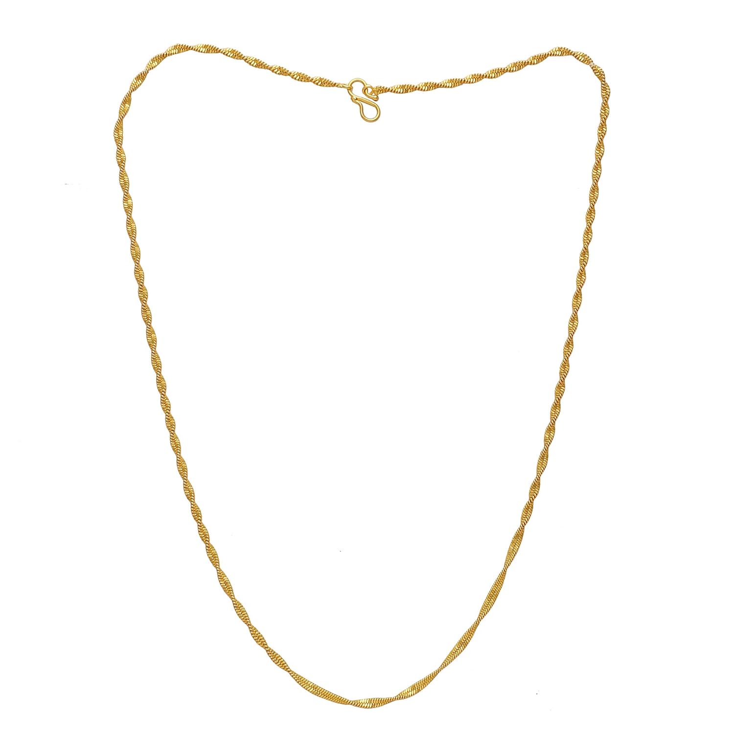 Memoir 24 KT Micron Gold 24 Inch Twisted Design Singapore Chain for Men ...