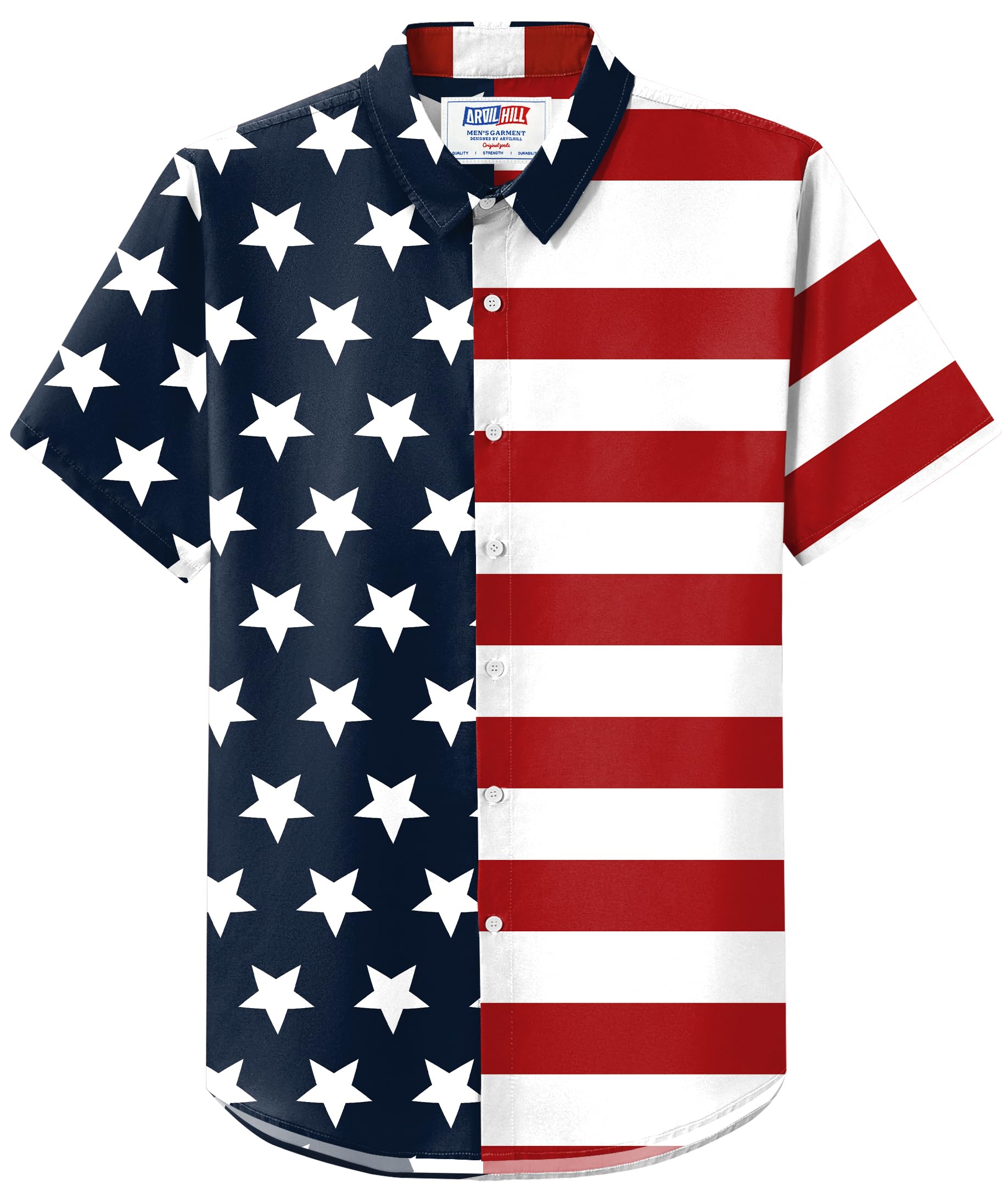 Mens Patriot USA Flag Shirt Independence Day Freedom Button Up Shirt ...