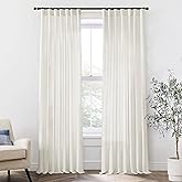 Amazon.com: SHINELAND Linen Curtains 105 Inch Pinch Pleated Light Filtering Semi Sheer Curtains ...