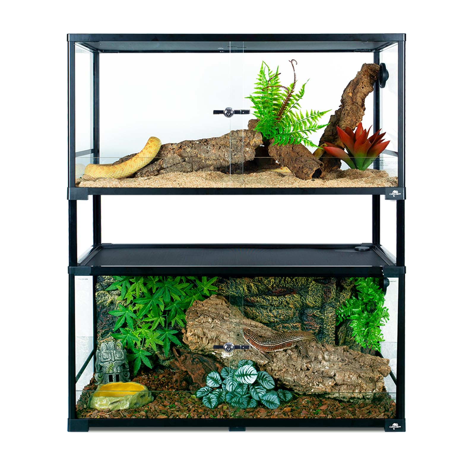 CAVACHEW Double Stacked Reptile Tanks, 36" x 18" x 44" Tall Glass ...