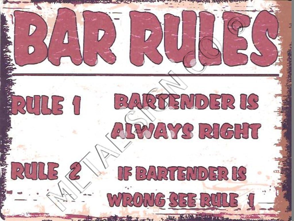 BAR RULES FUNNY METAL SIGN RETRO VINTAGE STYLE LARGE 12X16in 30x40cm ...