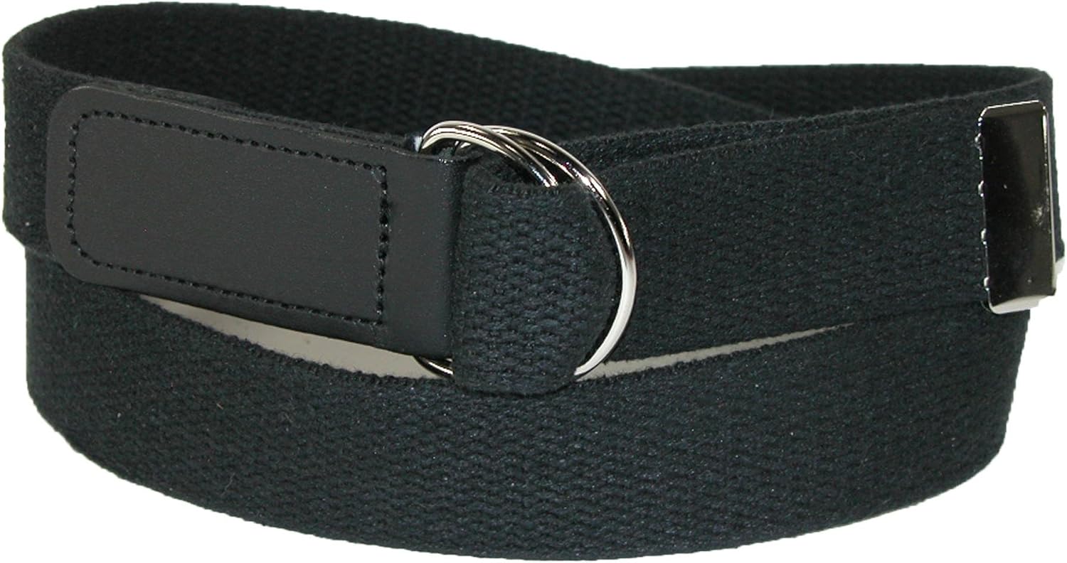 CTM Cotton Web Belt with Double D Ring Buckle, Black at Amazon Men’s ...