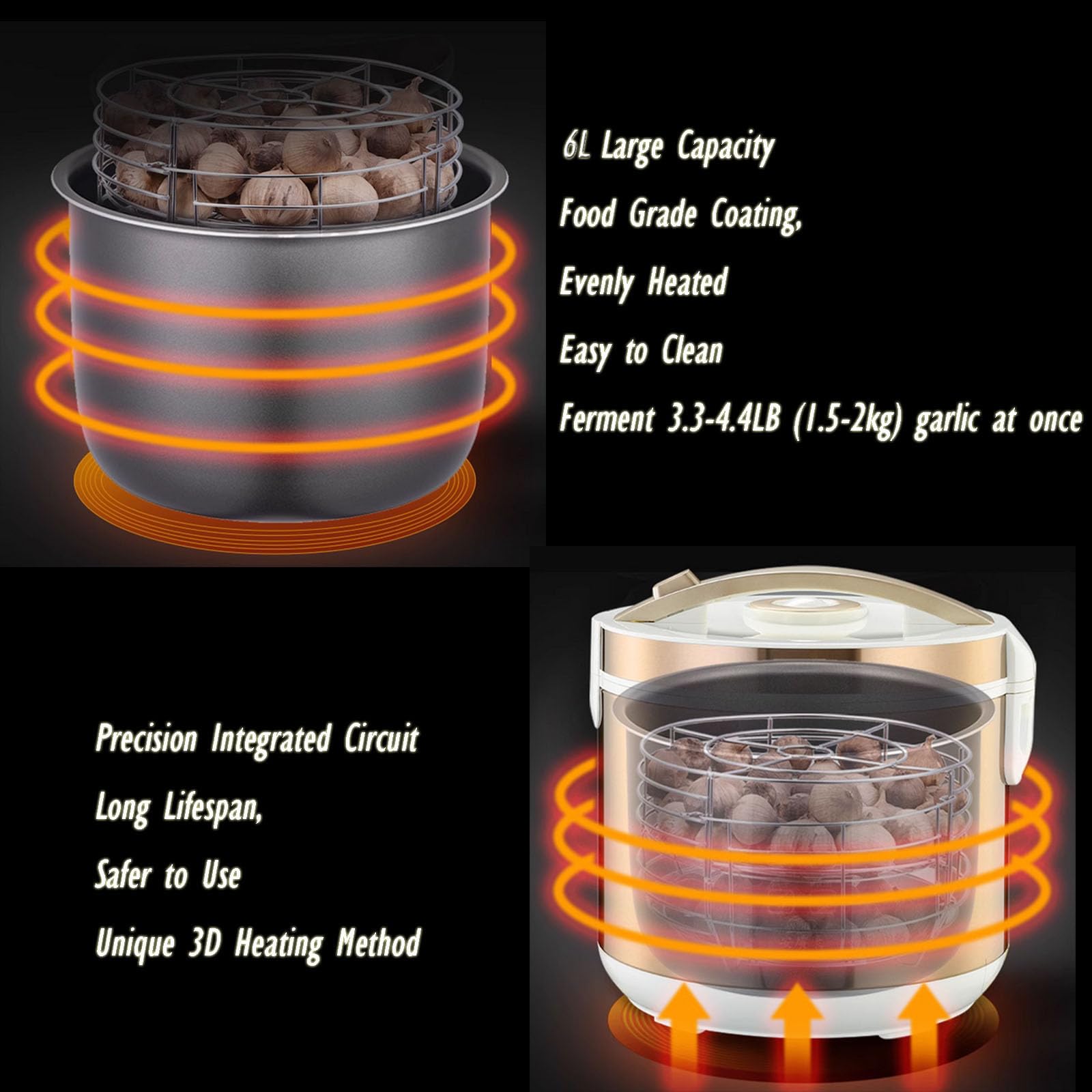 Mua INTBUYING 6L Black Garlic Fermenter 110V Multi Clove Garlic Cooker ...