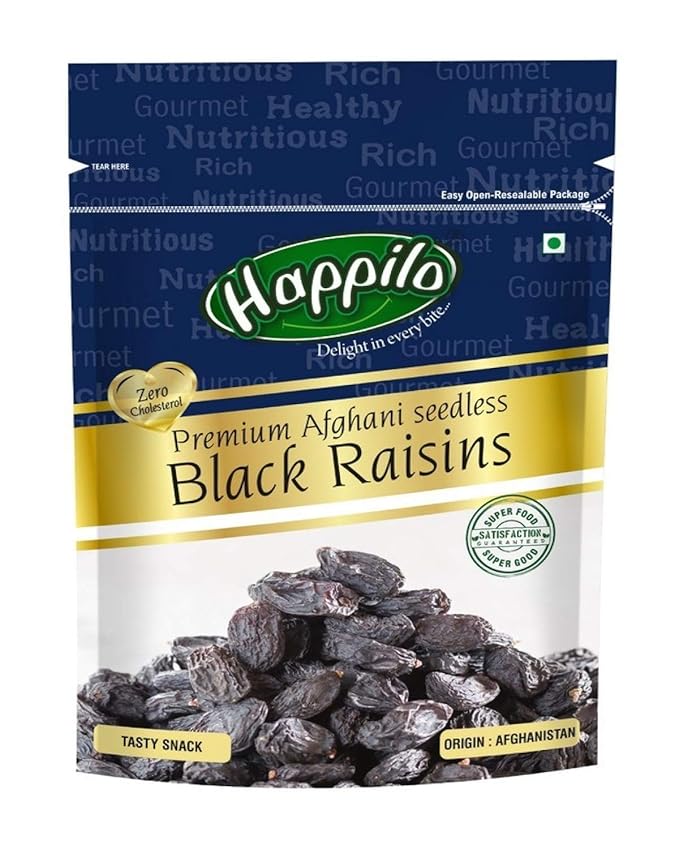 Happilo Premium Afghani Seedless Black Raisins, 250g (Pack of 5 ...