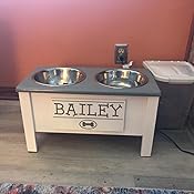 Amazon.com: Personalized Raised Dog Bowl Stand with Internal Storage ...