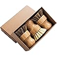 Amazon.com: Palm Pot Brush- Bamboo Round 3 Packs Mini Dish Brush ...