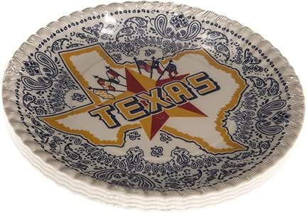 Amazon.com | Set of 4 Texas-Themed "Faux Paper" Melamine Plates 9": Plates