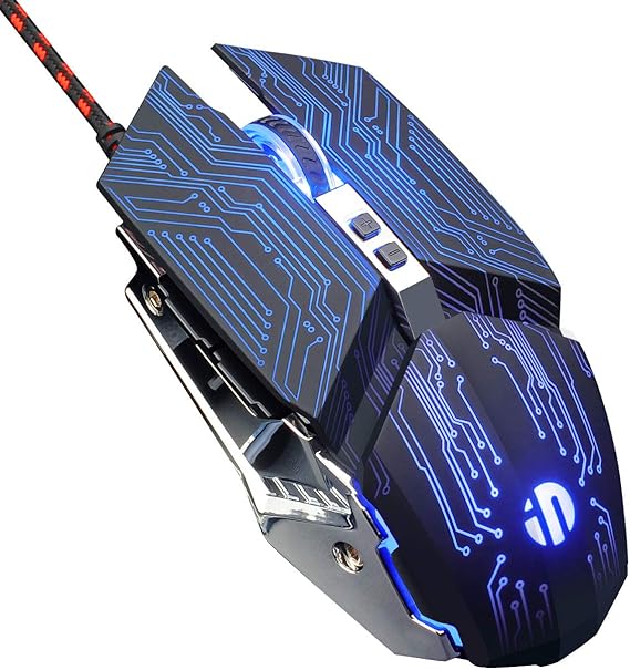 INPHIC Mouse Gaming Silenzioso, 4800DPI Mouse da Gioco Ottico USB con ...